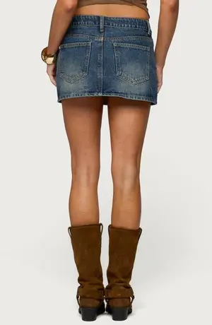EDIKTED Libbie Studded Denim Miniskirt