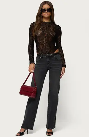 EDIKTED Sheer Lace Bodysuit