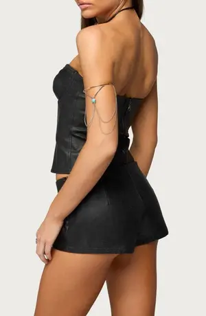 EDIKTED Faux Leather Underwire Corset Top