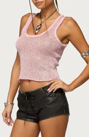 EDIKTED Eleora Sequin Tank Top - Pink