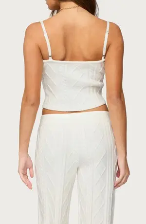 EDIKTED Louise Cable Stitch Crop Camisole