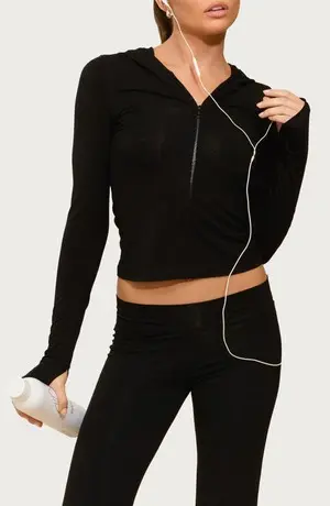 EDIKTED Callan Zip-up Crop Hoodie