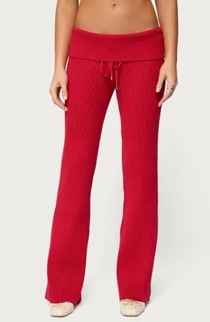 EDIKTED Adannah Foldover Rib Pants