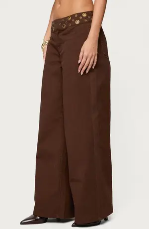 EDIKTED Grommet Low-rise Wide-leg Jeans
