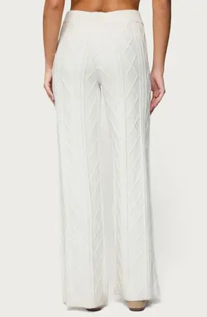 EDIKTED Louise Cable Knit Straight Leg Pants