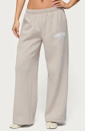 EDIKTED Wide Leg Sweatpants - Beige