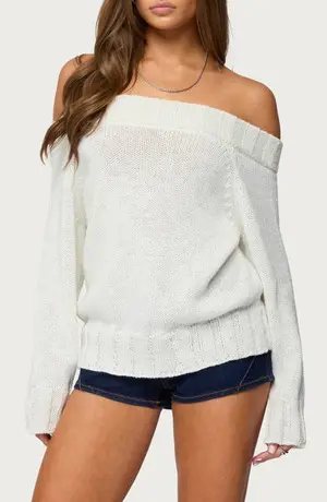 EDIKTED Off-the-shoulder Relaxed Fit Sweater