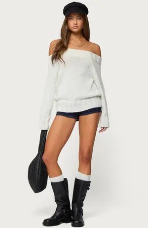 EDIKTED Off-the-shoulder Relaxed Fit Sweater