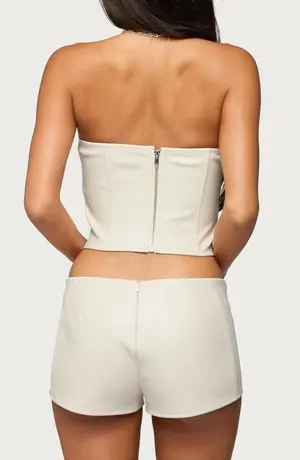 EDIKTED Faux Leather Corset Top - Off-white