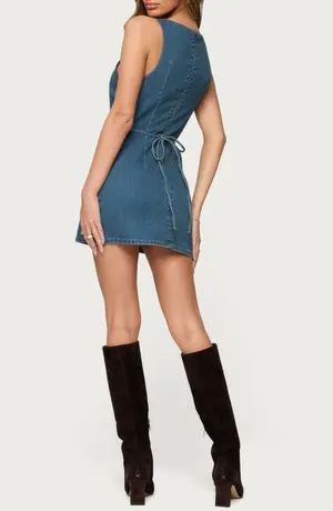 EDIKTED Zurey Sleeveless Denim Romper