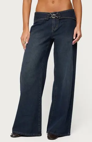 EDIKTED Briah Belted Wide Leg Jeans