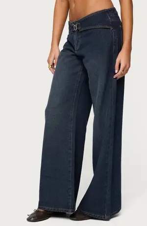 EDIKTED Briah Belted Wide Leg Jeans
