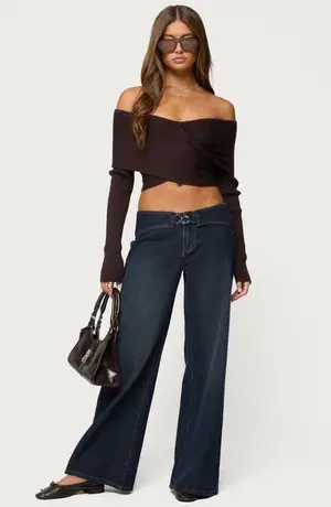 EDIKTED Briah Belted Wide Leg Jeans