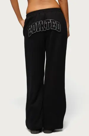 EDIKTED Flared Leg Sweatpants - Black