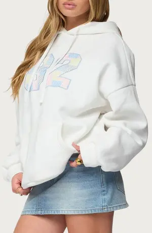 EDIKTED Oversized Hoodie With Embroidered Detail - White