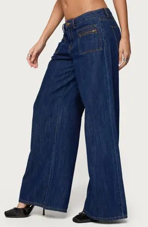EDIKTED Jimena Low Rise Wide Leg Jeans
