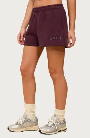 EDIKTED Embroidered Cotton Blend Sweat Shorts