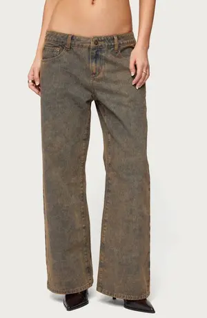 EDIKTED Ace Low Rise Baggy Jeans - Brown-washed