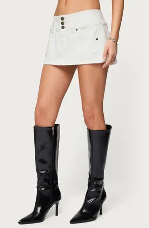 EDIKTED Mckinley Denim Miniskirt - White
