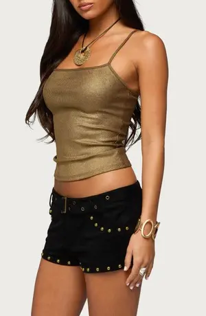 EDIKTED Metallic Ribbed Camisole