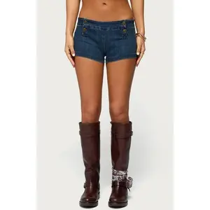 EDIKTED Sashe Low Rise Fitted Denim Shorts