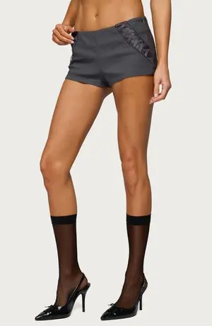 EDIKTED Lirah Lace Up Micro Shorts