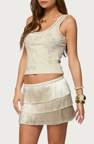 EDIKTED Beaded Scoop Neck Tank