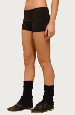 EDIKTED Fold-over Waist Bike Shorts - Black