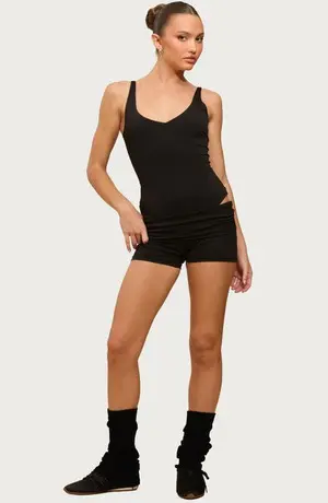 EDIKTED Fold-over Waist Bike Shorts - Black