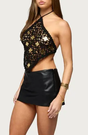 EDIKTED Crochet Halter Top