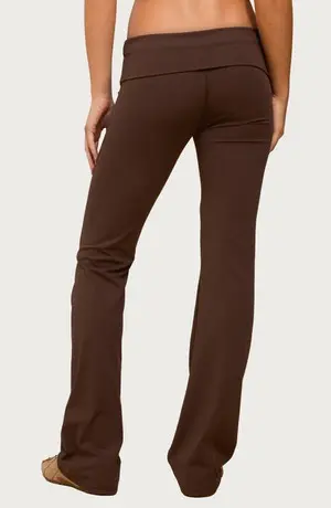 EDIKTED Oriane Foldover Flare Leggings - Brown