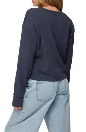 EDIKTED Waffle Knit Henley - Navy