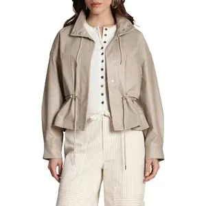 Avec Les Filles Faux Leather Cropped Anorak