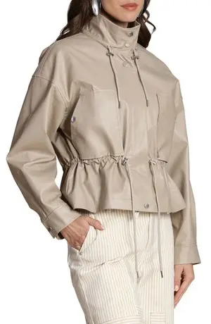 Avec Les Filles Faux Leather Cropped Anorak