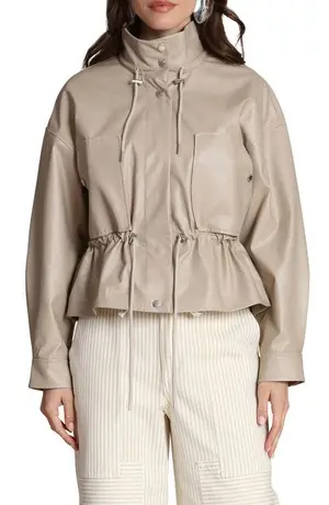 Avec Les Filles Faux Leather Cropped Anorak