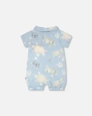 DEUX PAR DEUX Muslin Turtle Print Romper