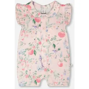 DEUX PAR DEUX Cotton Muslin Printed Romper - Pink Printed Berries