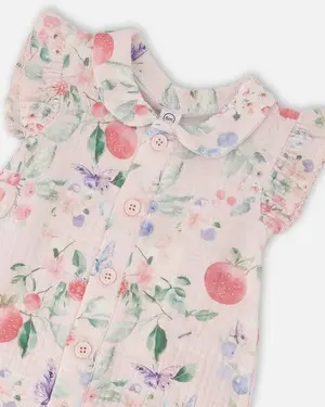 DEUX PAR DEUX Cotton Muslin Printed Romper