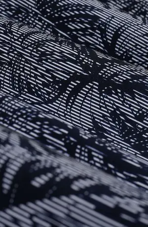 Bugatchi Miles Ooohcotton® Palm Leaf Print Short Sleeve Button-up Shirt - Navy