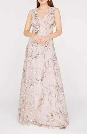 Js Collections Lavina Sequin Tulle Gown