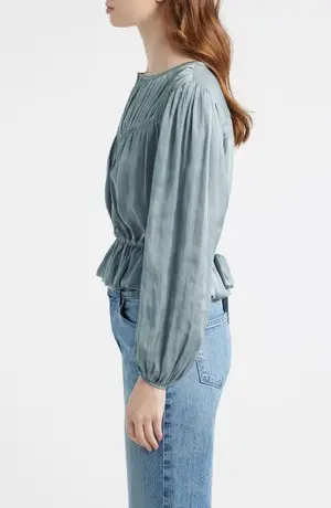 Paige Gansevoort Satin Peplum Top - Surf
