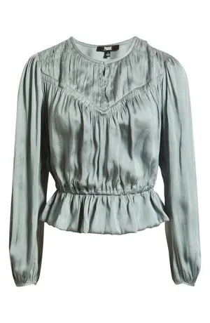 Paige Gansevoort Satin Peplum Top - Surf