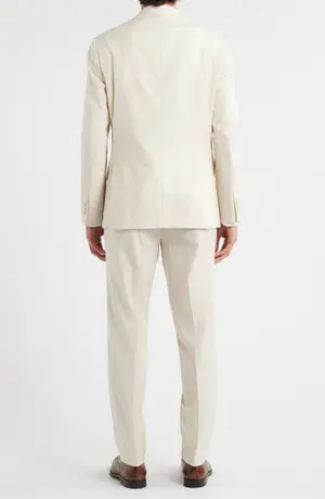JACK VICTOR Midland Contemporary Fit Light Tan Wool & Cotton Blend Suit