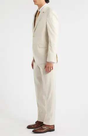 JACK VICTOR Midland Contemporary Fit Light Tan Wool & Cotton Blend Suit