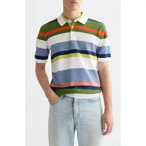 Scotch & Soda Stripe Textured Polo - Off White Stripe