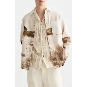 Scotch & Soda Scenery Button-up Cotton Overshirt - Longhorn Sepia