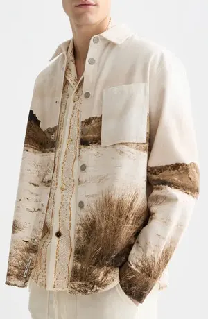 Scotch & Soda Scenery Button-up Cotton Overshirt - Longhorn Sepia