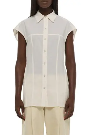HELMUT LANG Cap Sleeve Woven Shirt