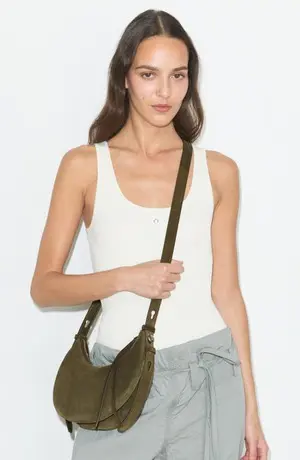 Tory Burch Romy Suede Half Moon Shoulder Bag - Leccio