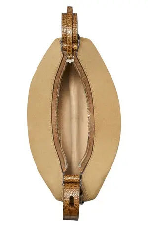 Tory Burch Romy Suede Half Moon Shoulder Bag - Stone